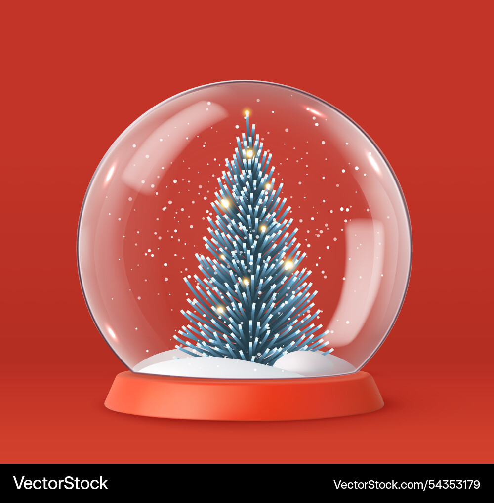 Christmas snow globes with 3d tree Royalty Free Vector Image