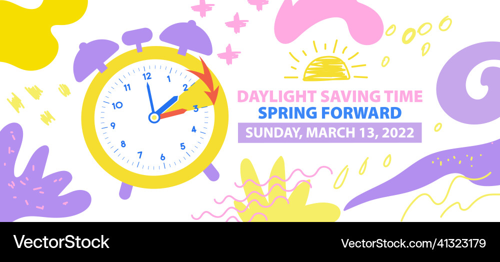Daylight saving time begins banner spring forward Vector Image