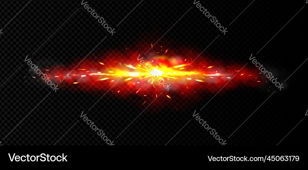Explosion effect with fire sparks and smoke Vector Image