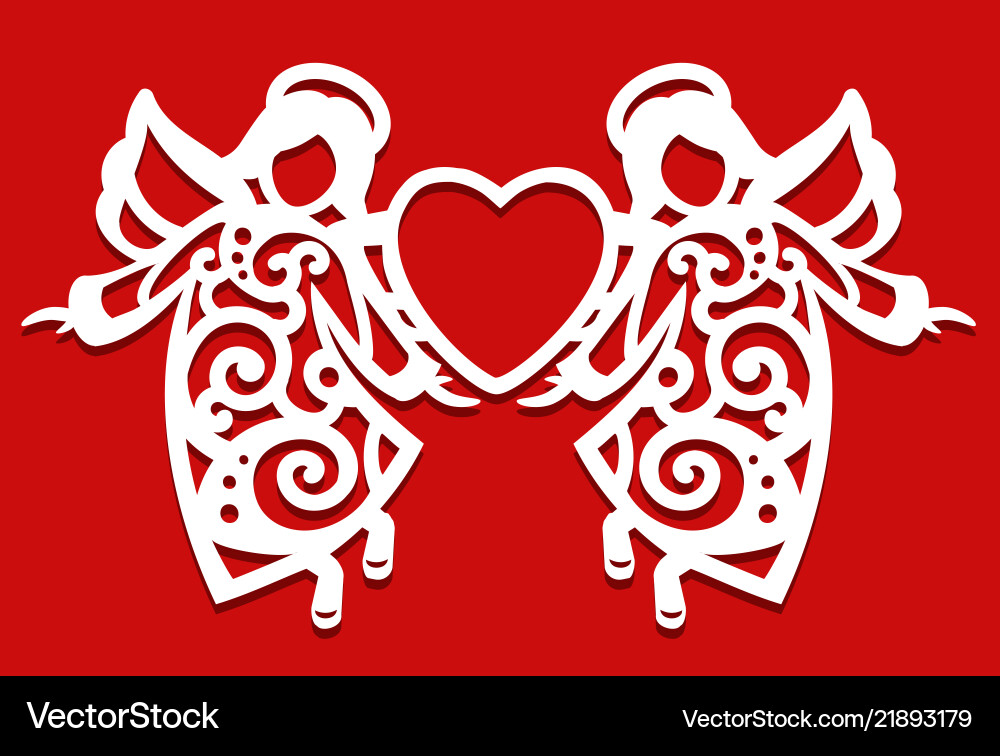 Flying Angels on Red Background Royalty Free Vector Image