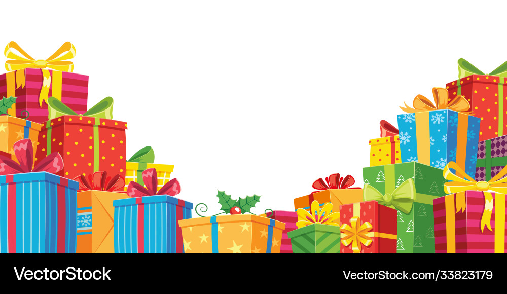 Gift banner with pile boxes to celebration Vector Image