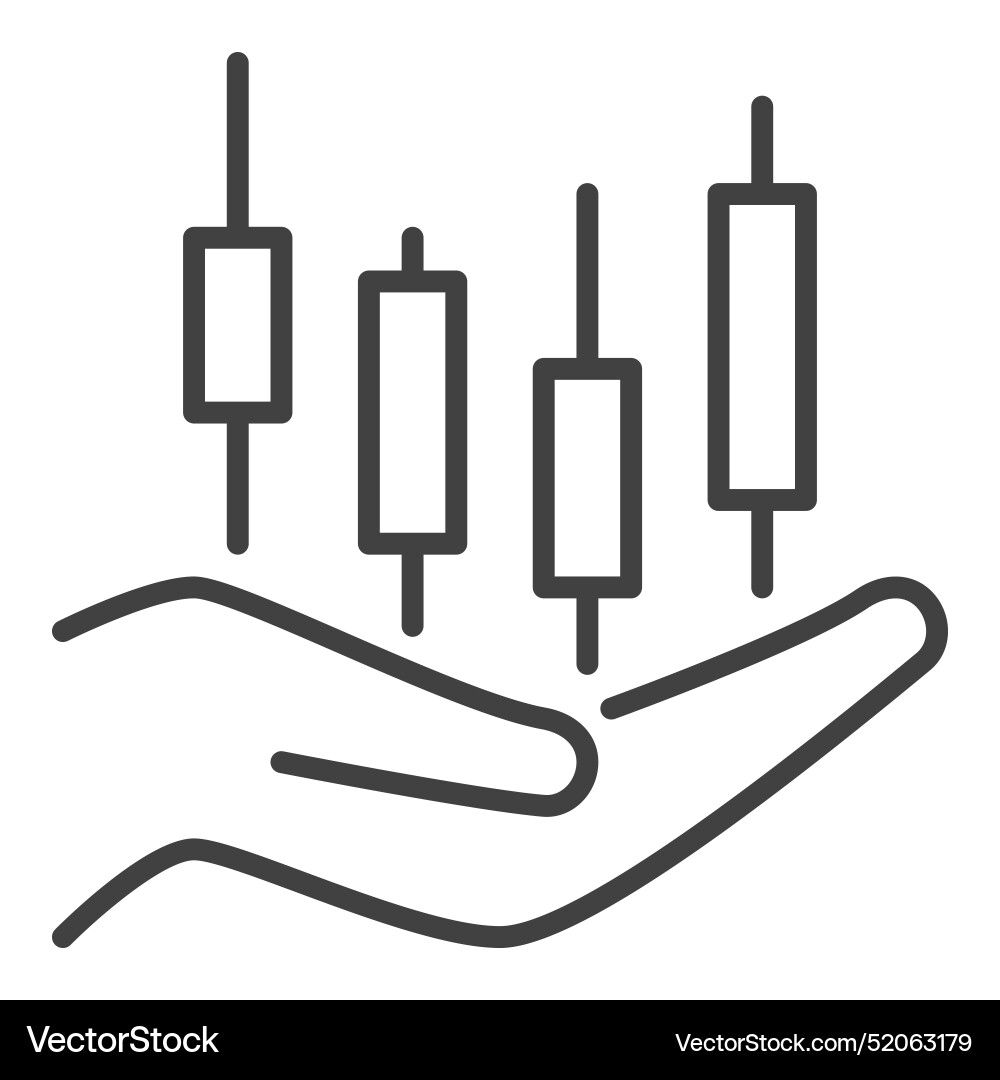Hand with cryptocurrency candlestick graph thin Vector Image