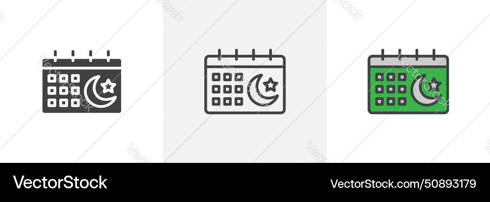 Islamic calendar icon set muslim eid or ramadan Vector Image