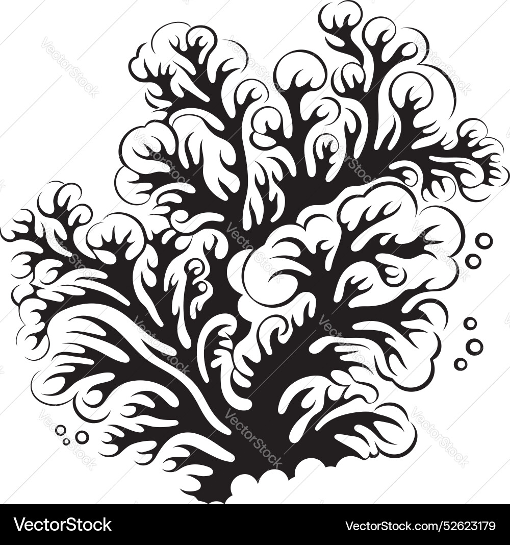 Marine masterpiece logo with doodle seaweed Vector Image