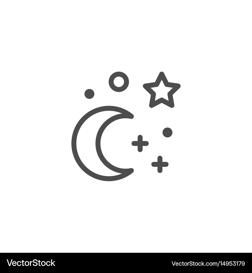 Moon and stars line icon Royalty Free Vector Image