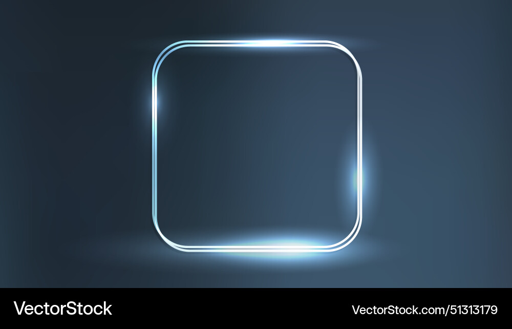 Neon double frame with shining effects Royalty Free Vector
