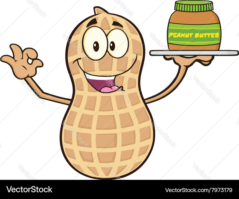 Peanut cartoon with a butter spread Royalty Free Vector