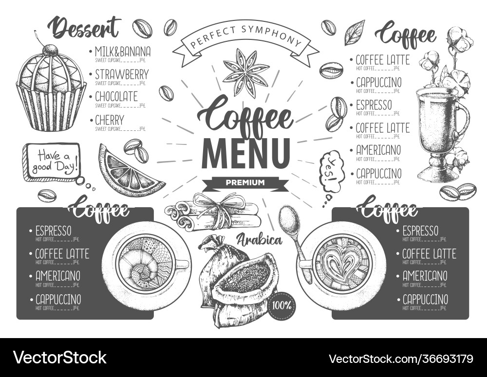 Restaurant coffee menu design Royalty Free Vector Image