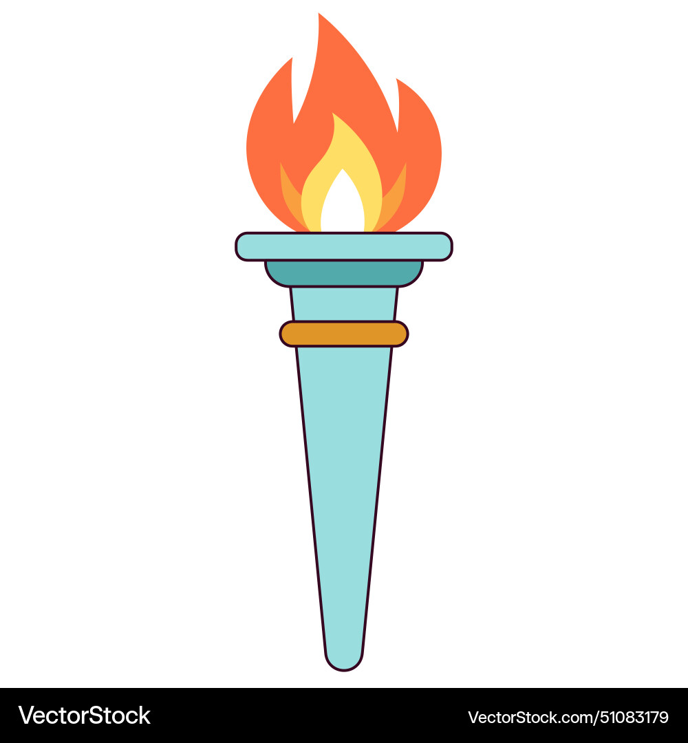 Torch with fire flat icon Royalty Free Vector Image