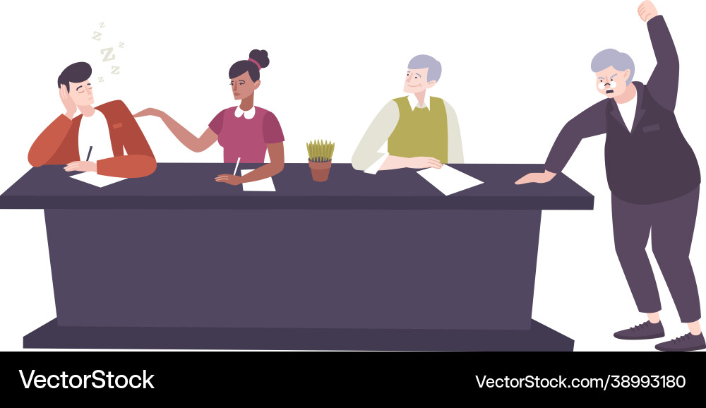 Angry boss conflict composition Royalty Free Vector Image