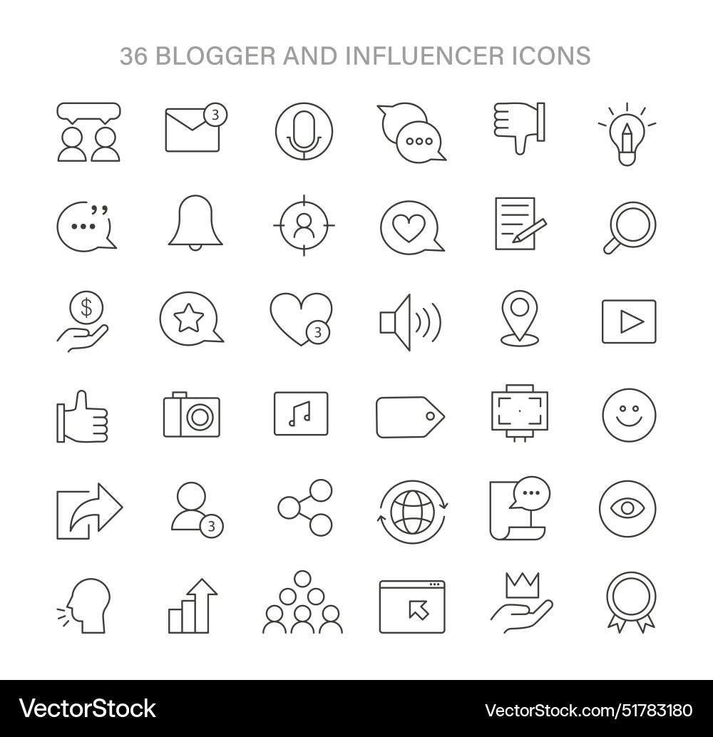 Blogger and influencer icons set versatile Vector Image