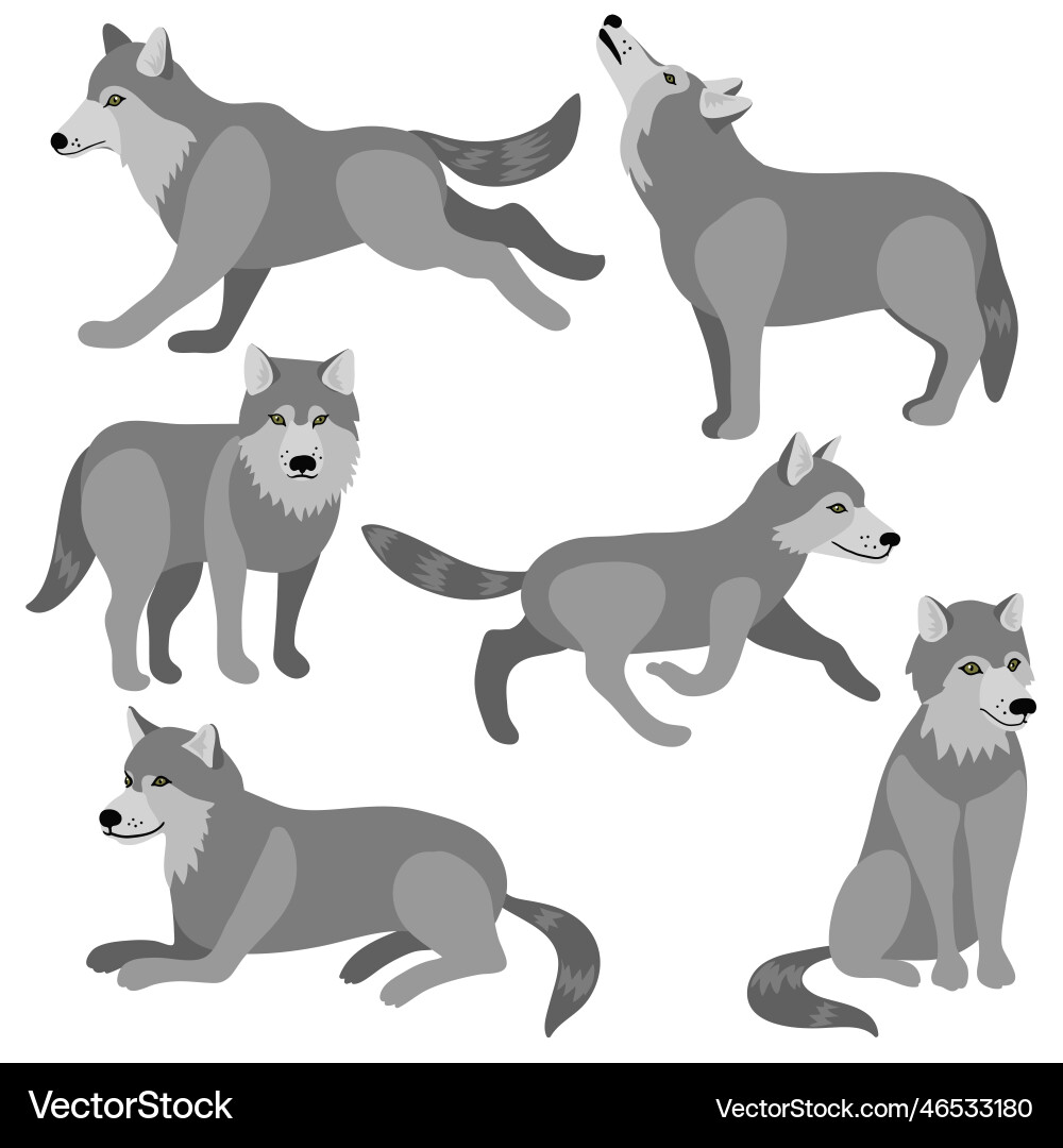 Cartoon Wolves Illustration Royalty Free Vector Image