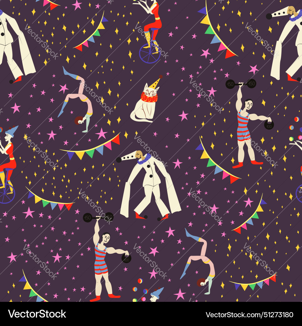 Circus theme seamless pattern Royalty Free Vector Image