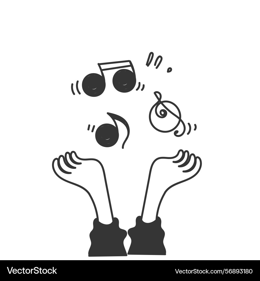 Doodle hand holding music note Royalty Free Vector Image