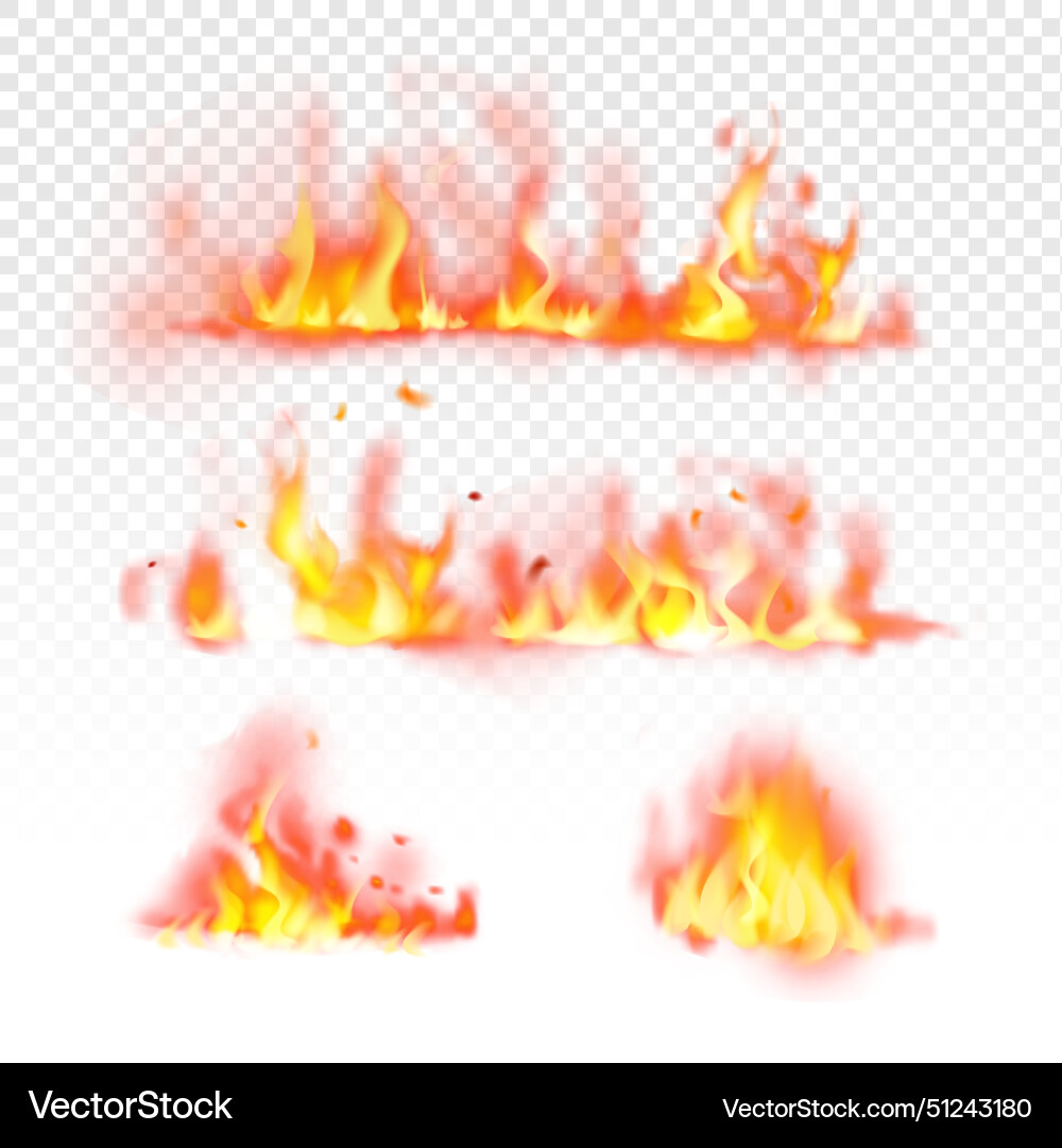 Fire flame burning horizontal elements Royalty Free Vector