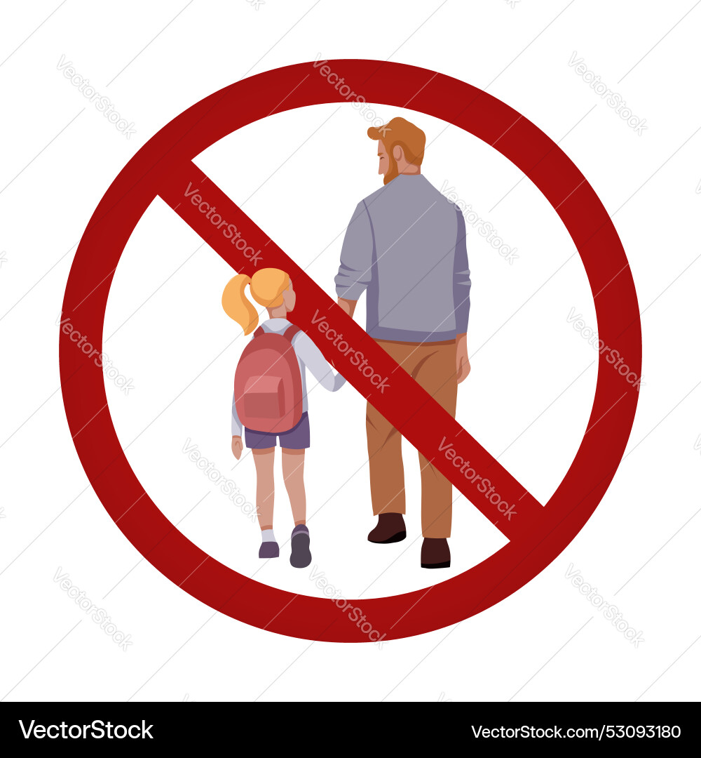 Forbidden sign with flat man Royalty Free Vector Image