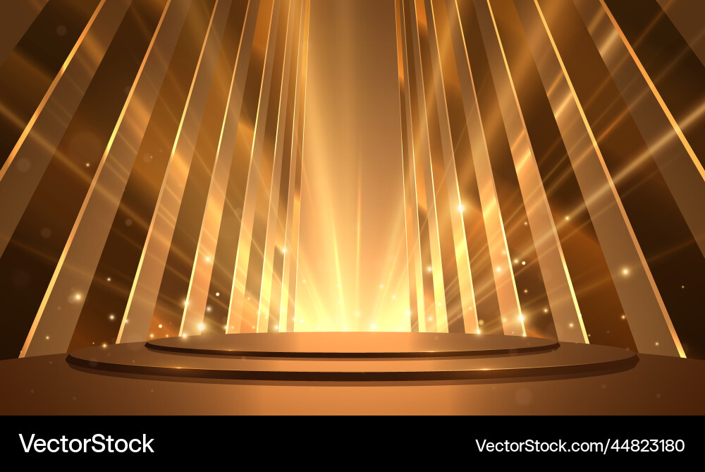 Golden scene with light rays effect Royalty Free Vector