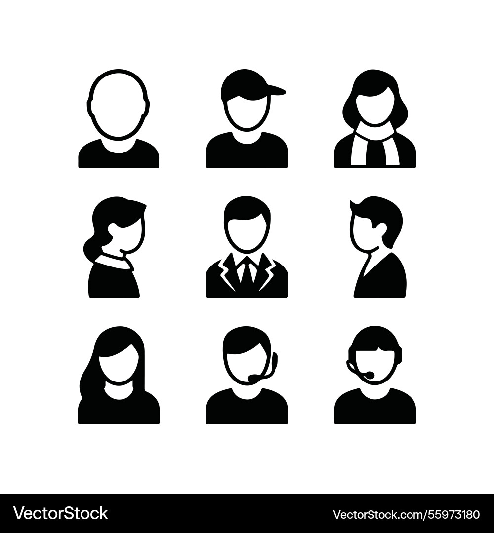 People group icon set team people user profile s Vector Image