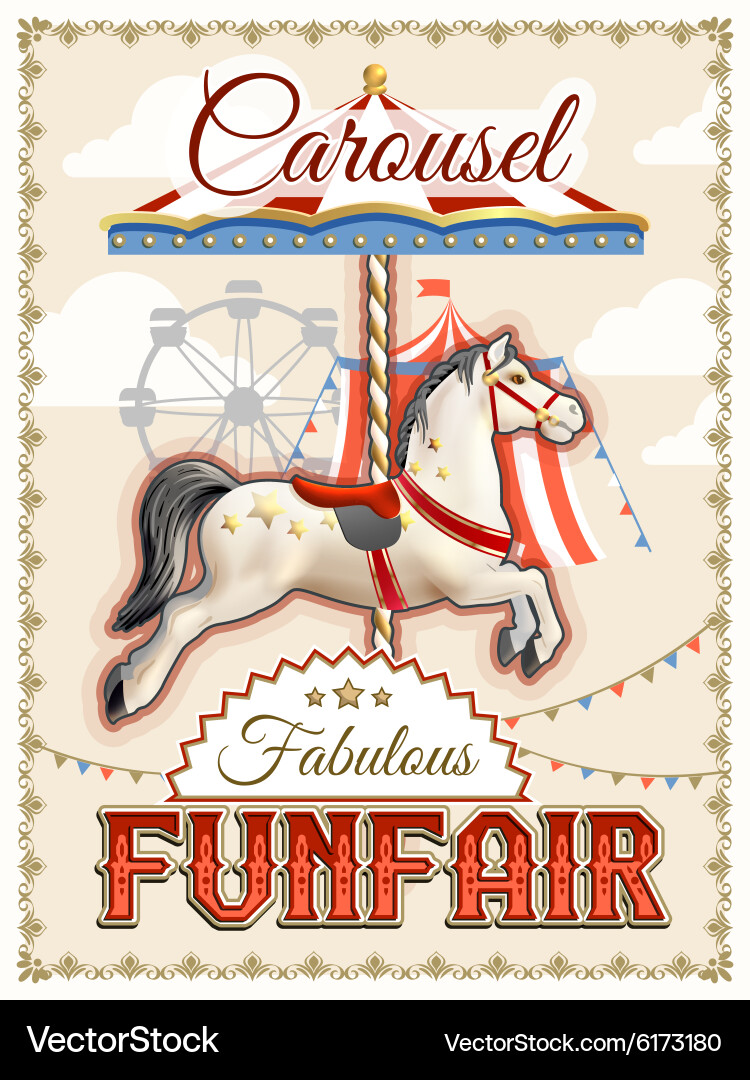 Retro carousel poster Royalty Free Vector Image