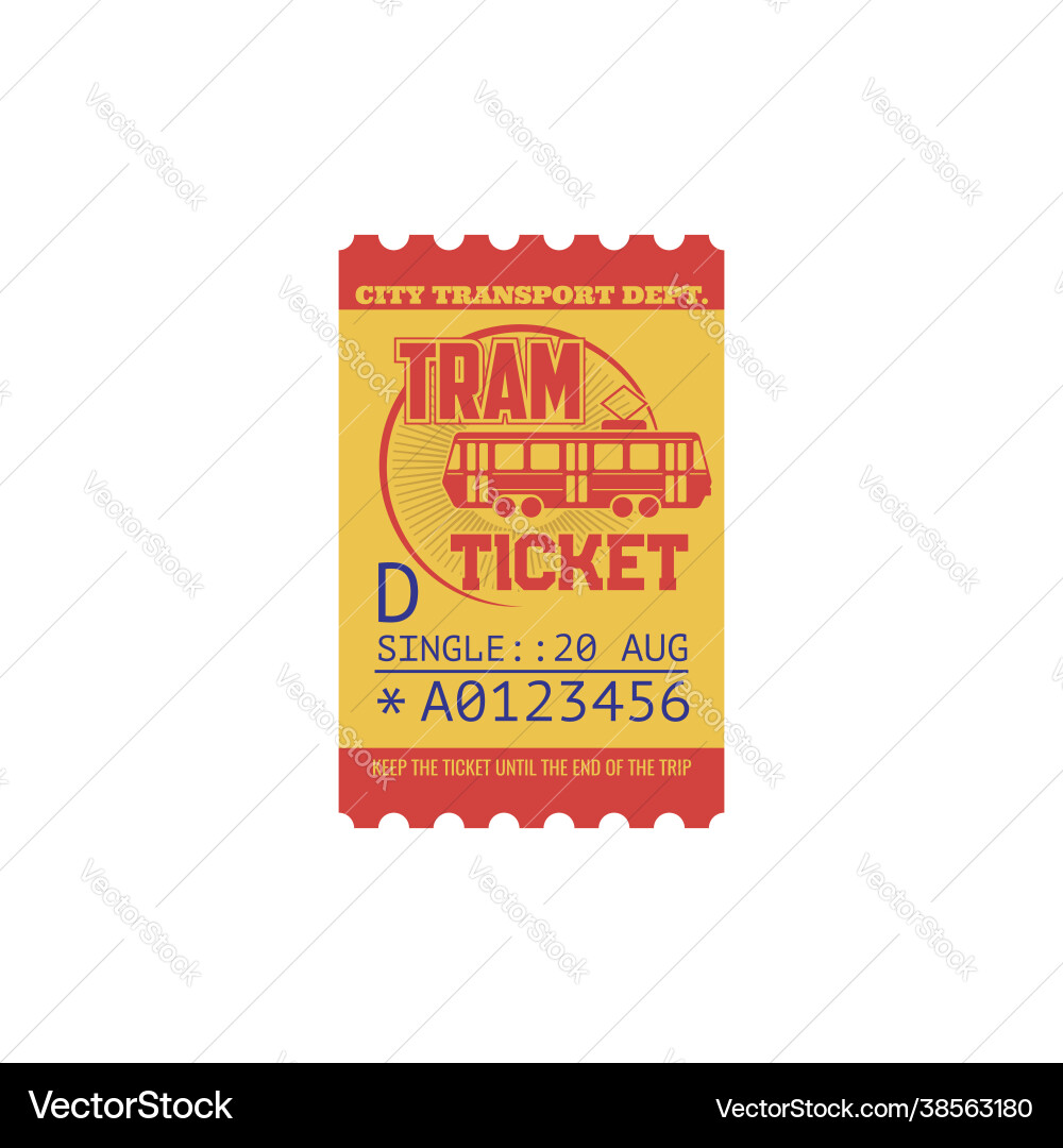 Retro tram ticket isolated template one trip pass Vector Image