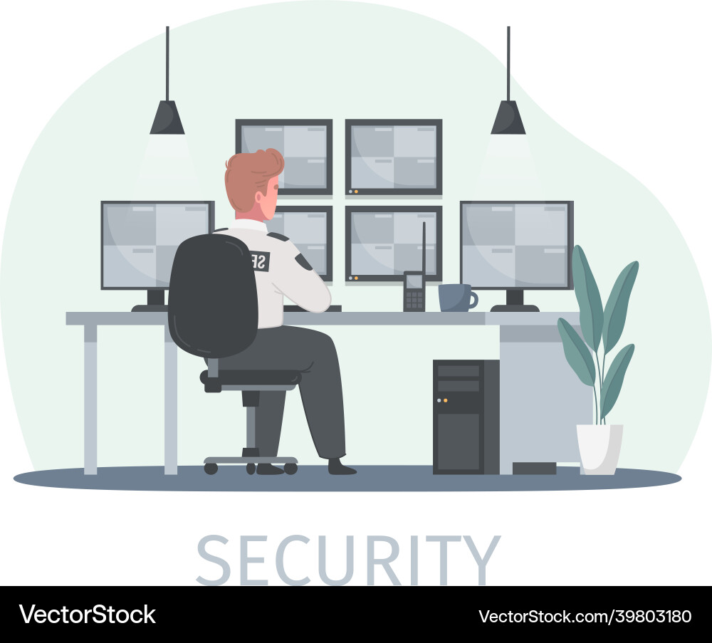 Security guard cartoon composition Royalty Free Vector Image