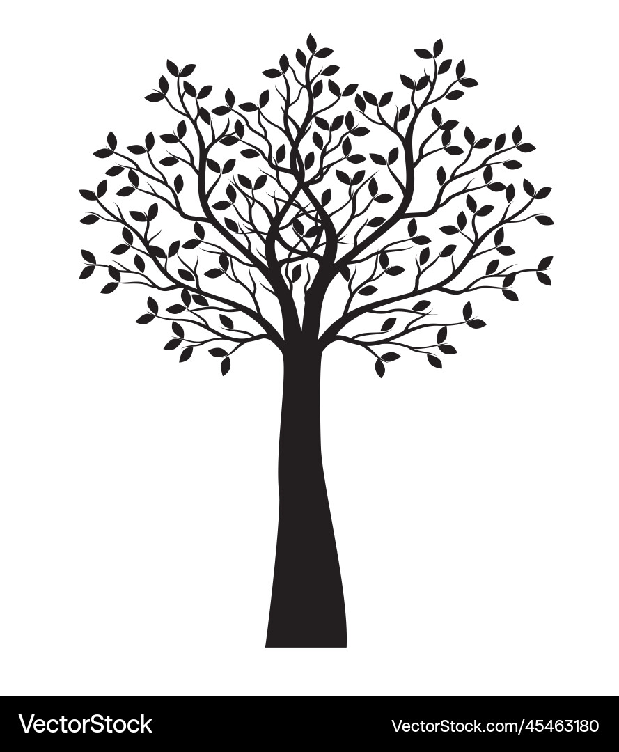 Shape of black tree with leaves Royalty Free Vector Image