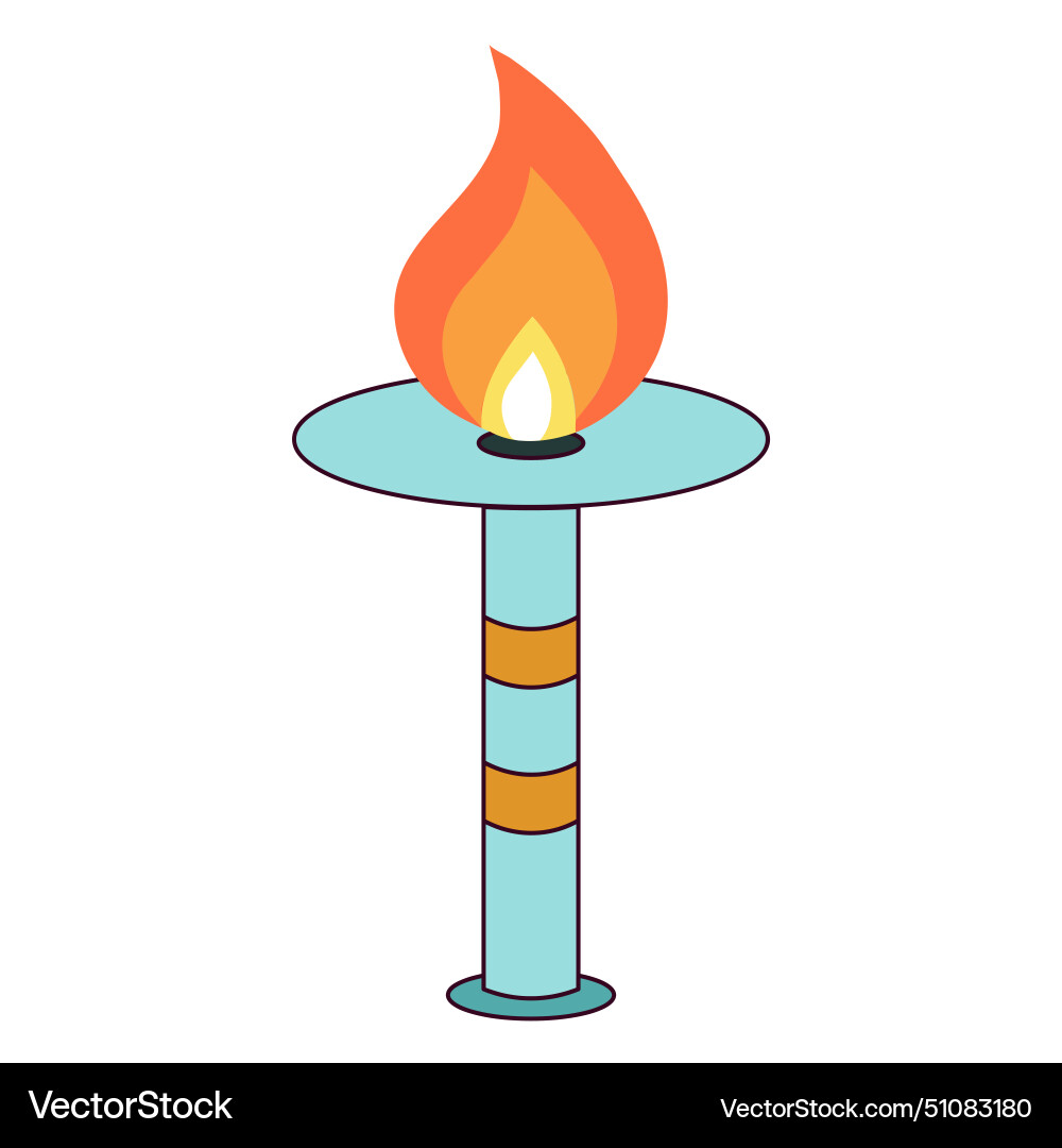 Torch with fire flat icon Royalty Free Vector Image
