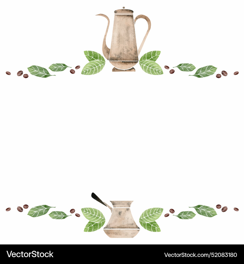 Watercolor hand drawn border frame with coffee Vector Image