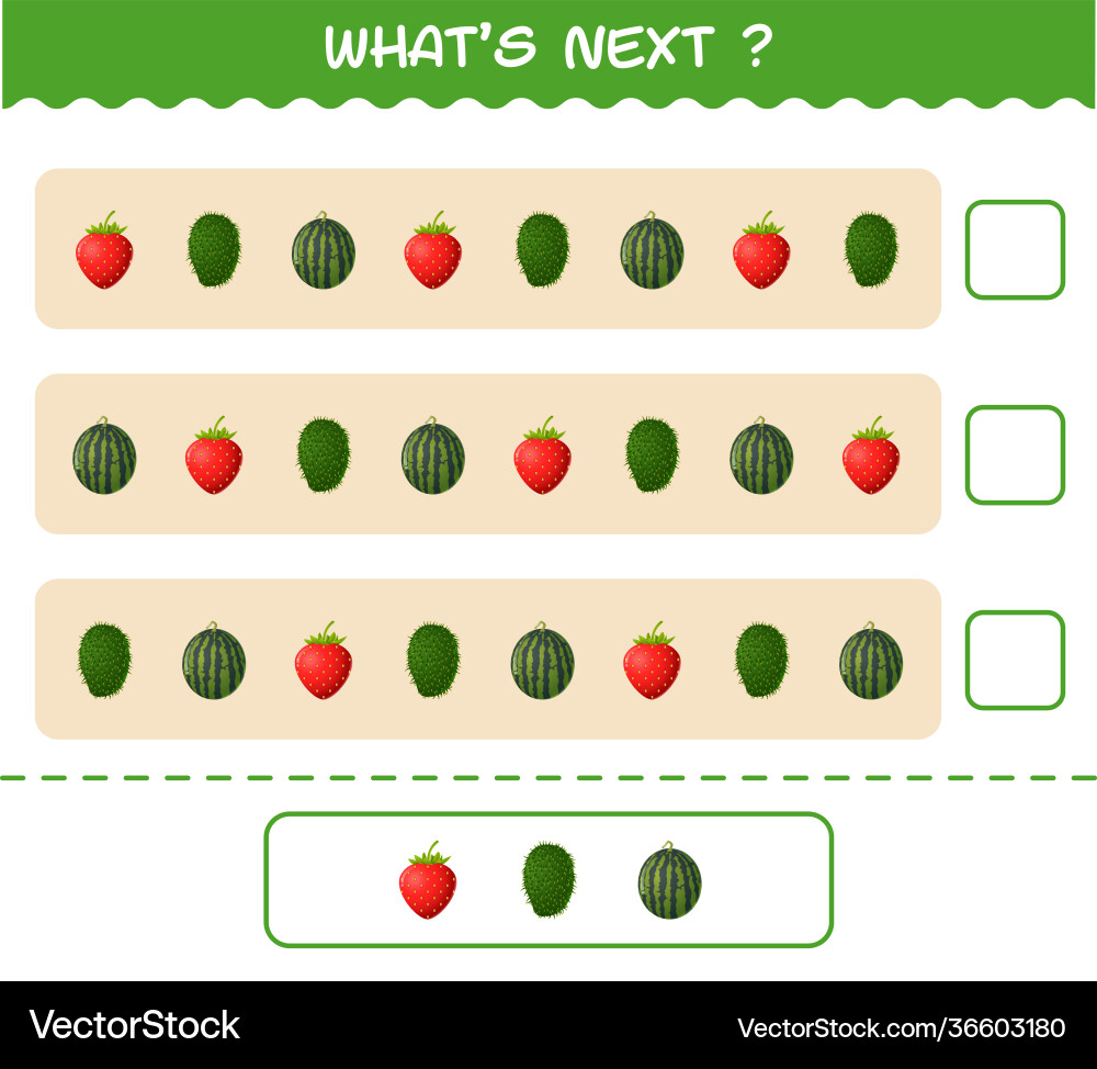 Whats comes next educational game cartoon Vector Image