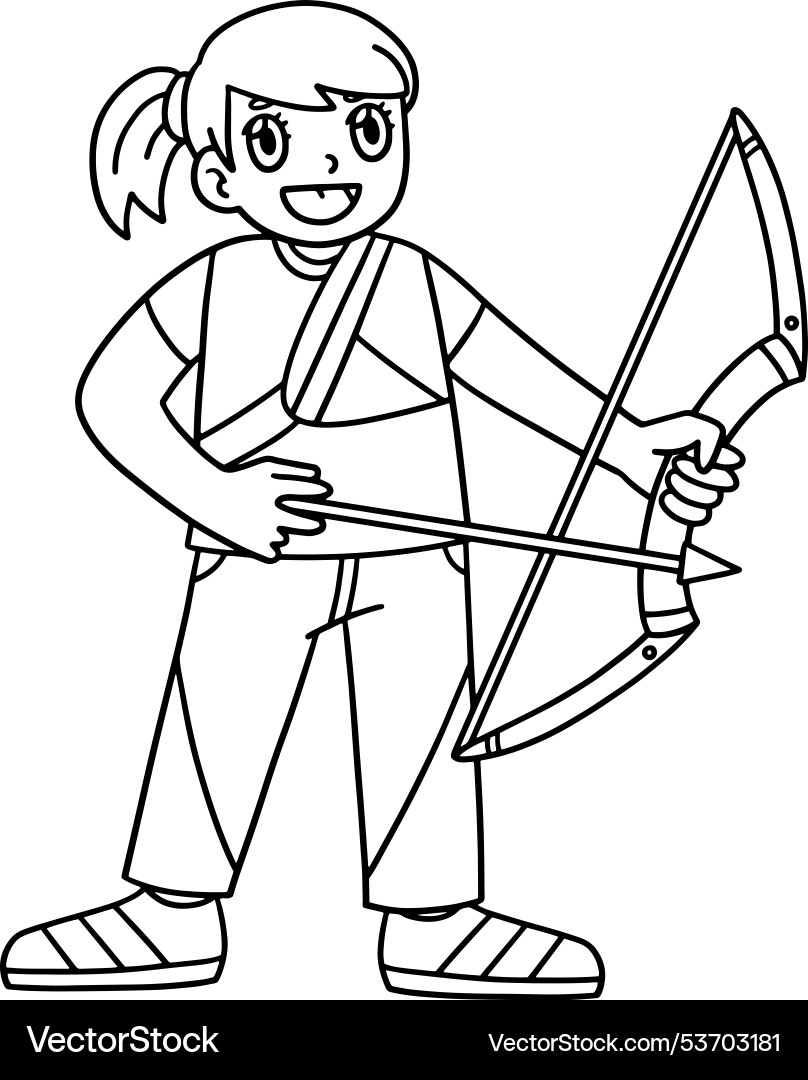 Archery female archer ready to aim isolated Vector Image