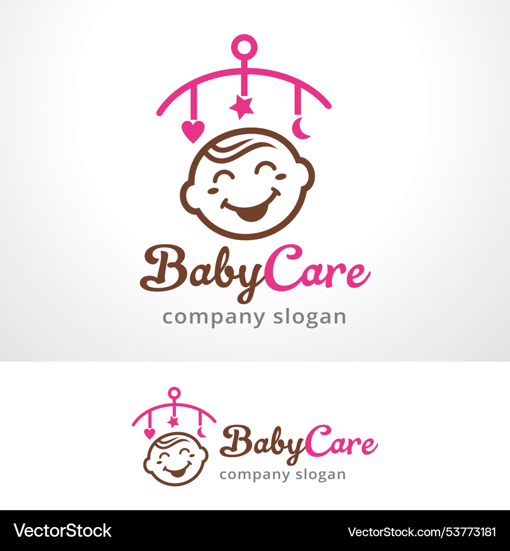 Baby care logo template design emblem Royalty Free Vector