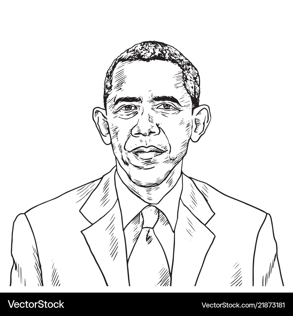 Barack Obama Caricature Portrait Royalty Free Vector Image