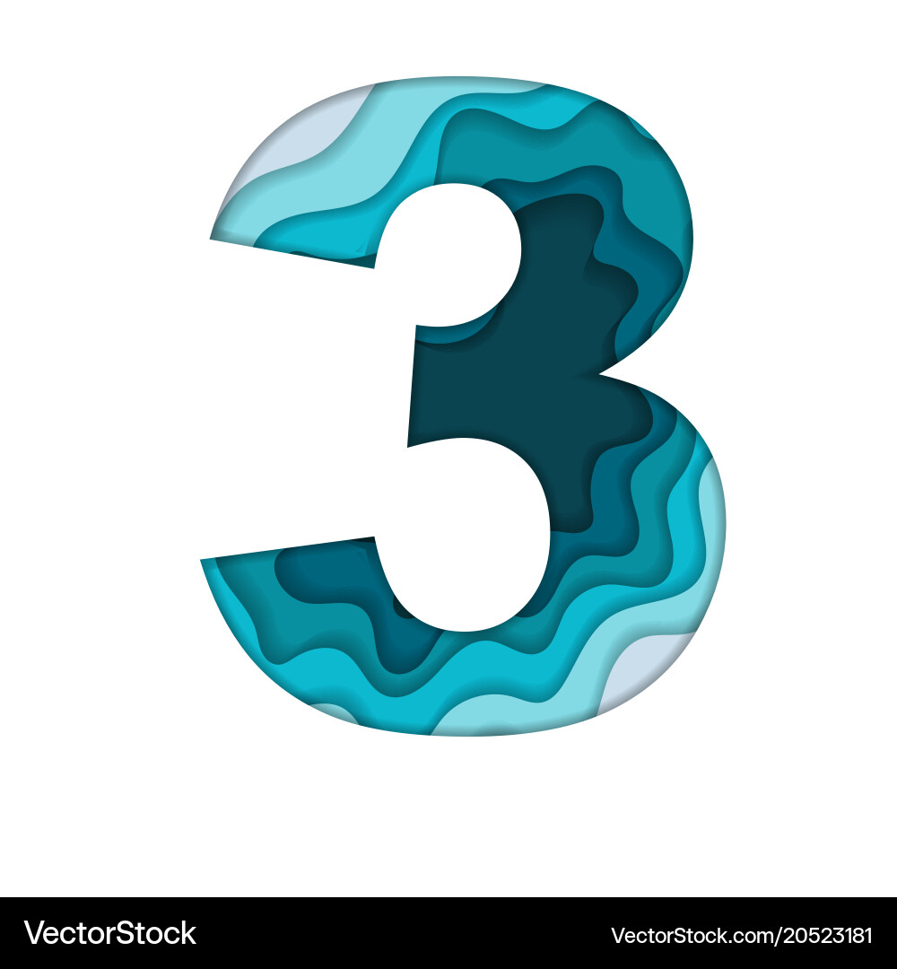 Blue number three Royalty Free Vector Image - VectorStock