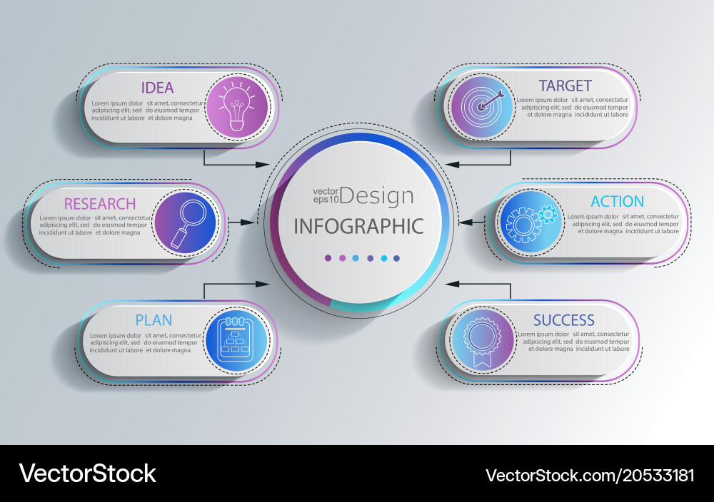 Creative modern infographic with 6 steps Vector Image