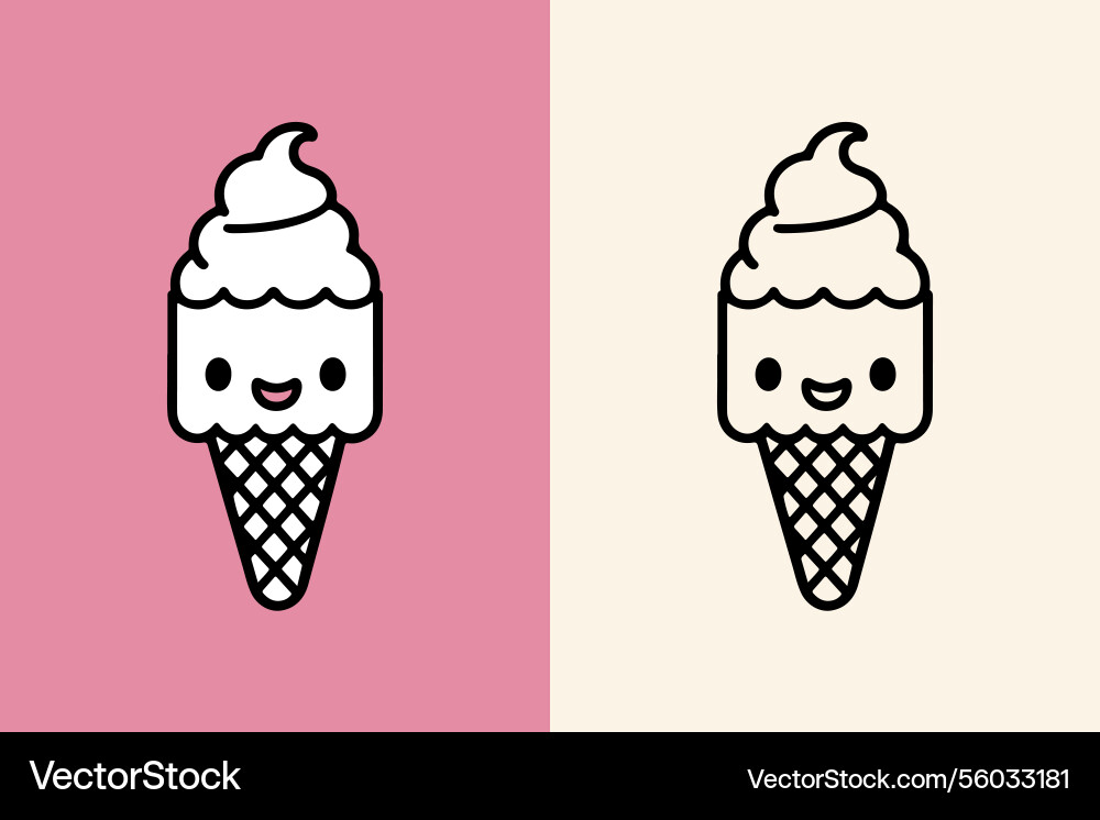 Cute smiley face ice cream Royalty Free Vector Image