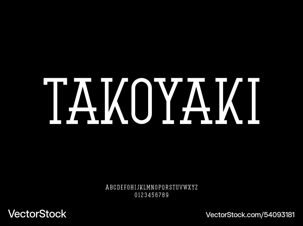 Decorative slab serif alphabet display font Vector Image