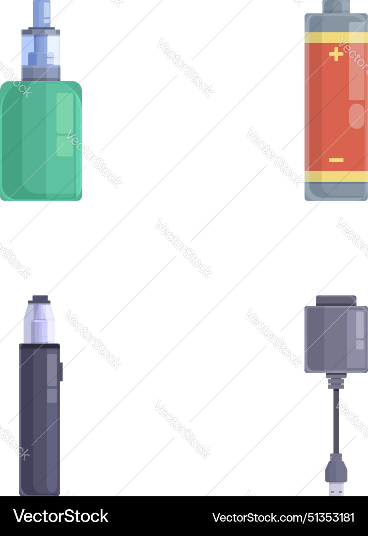 E cigarette icons set cartoon electronic Vector Image