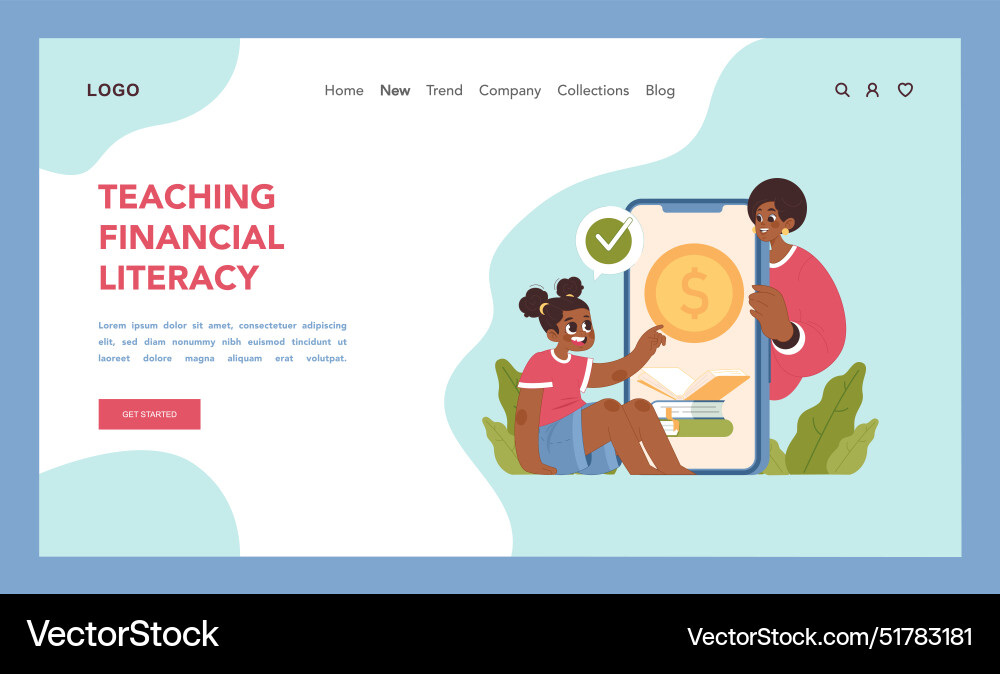Financial literacy education flat Royalty Free Vector Image