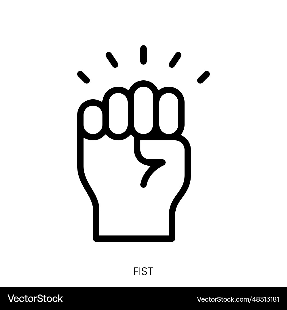 Fist icon line art style design isolated on white Vector Image