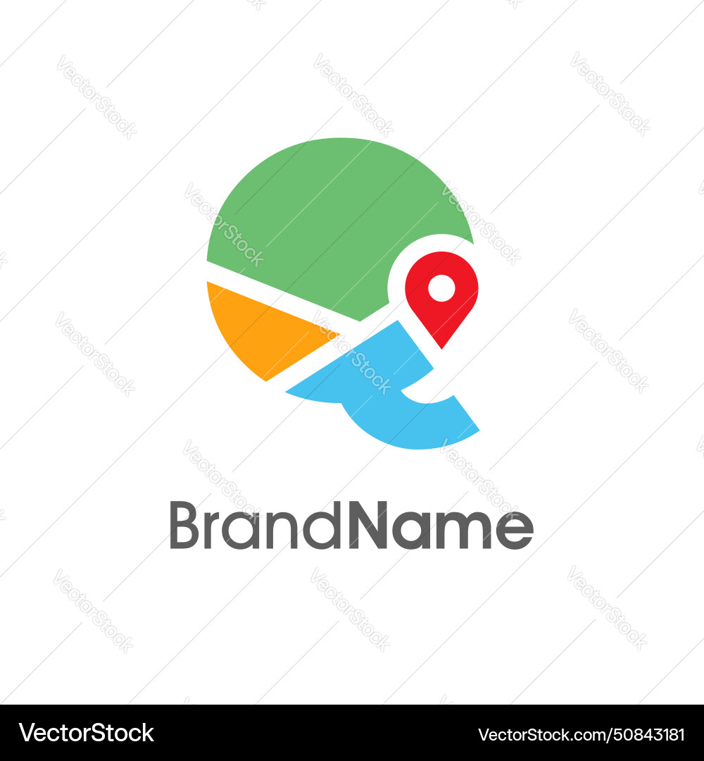 Modern initial q maps location logo Royalty Free Vector