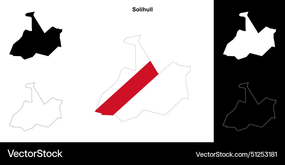 Solihull outline map Royalty Free Vector Image