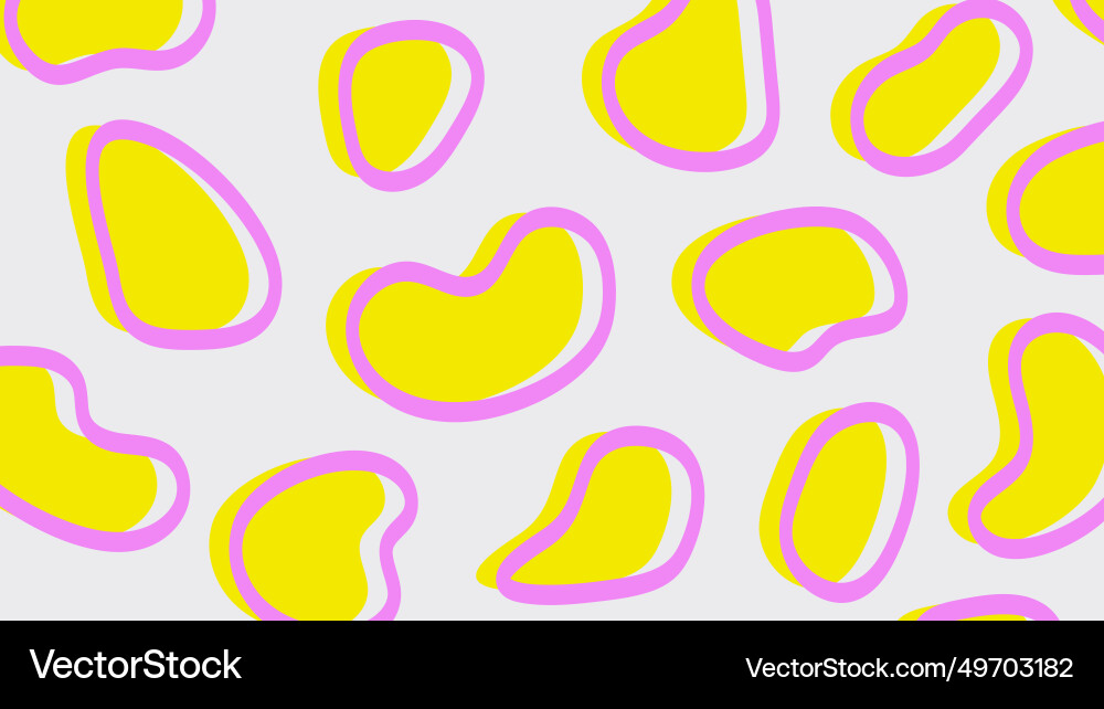 Abstract doodle yellow shapes with pink outline Vector Image