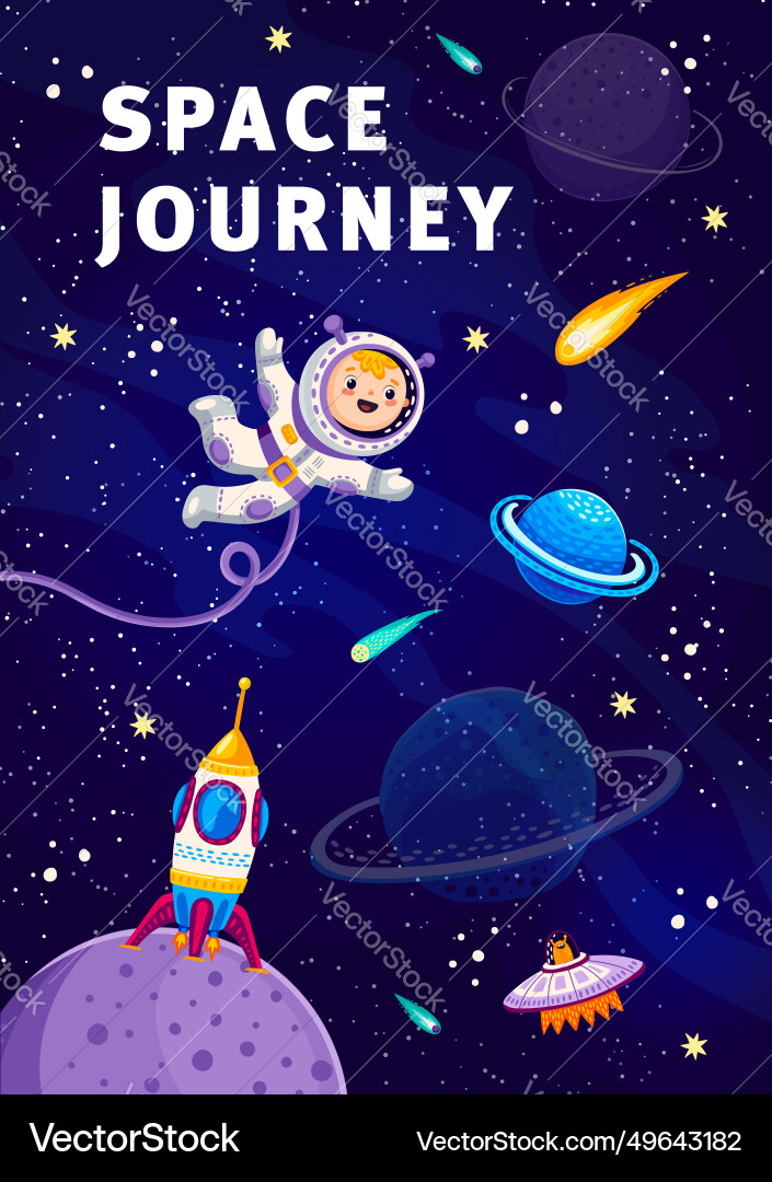 Cartoon kid astronaut spaceman on outer space Vector Image