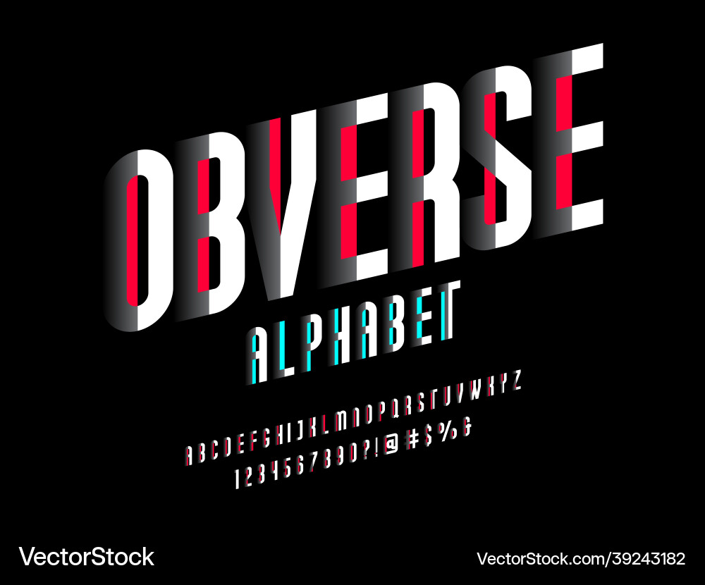 Inverse Alphabet Font Royalty Free Vector Image