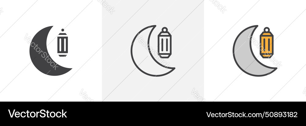 Islamic lantern icon set arabic lamp symbol Vector Image
