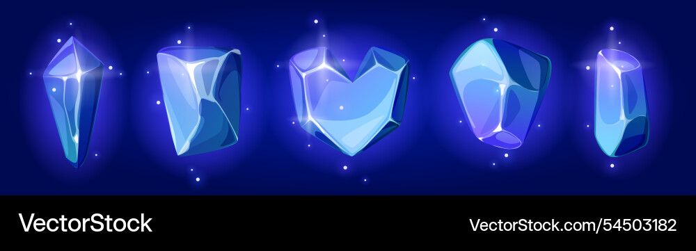 Magical collection of glowing ice crystals Vector Image