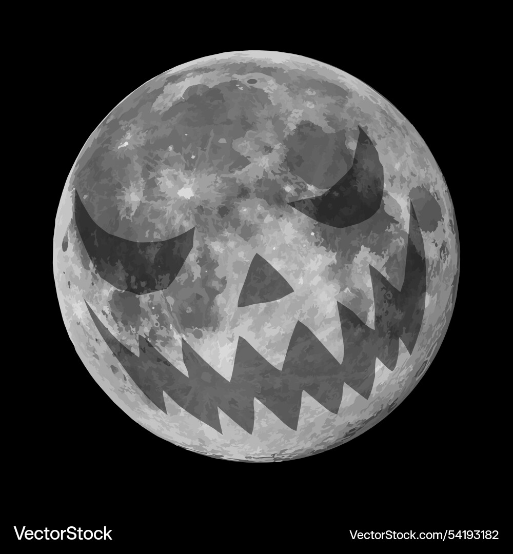Moon with scary face Royalty Free Vector Image