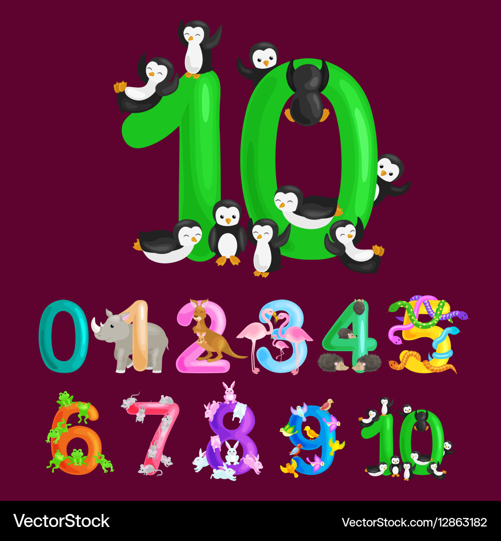 Ordinal number 10 for teaching children counting Vector Image
