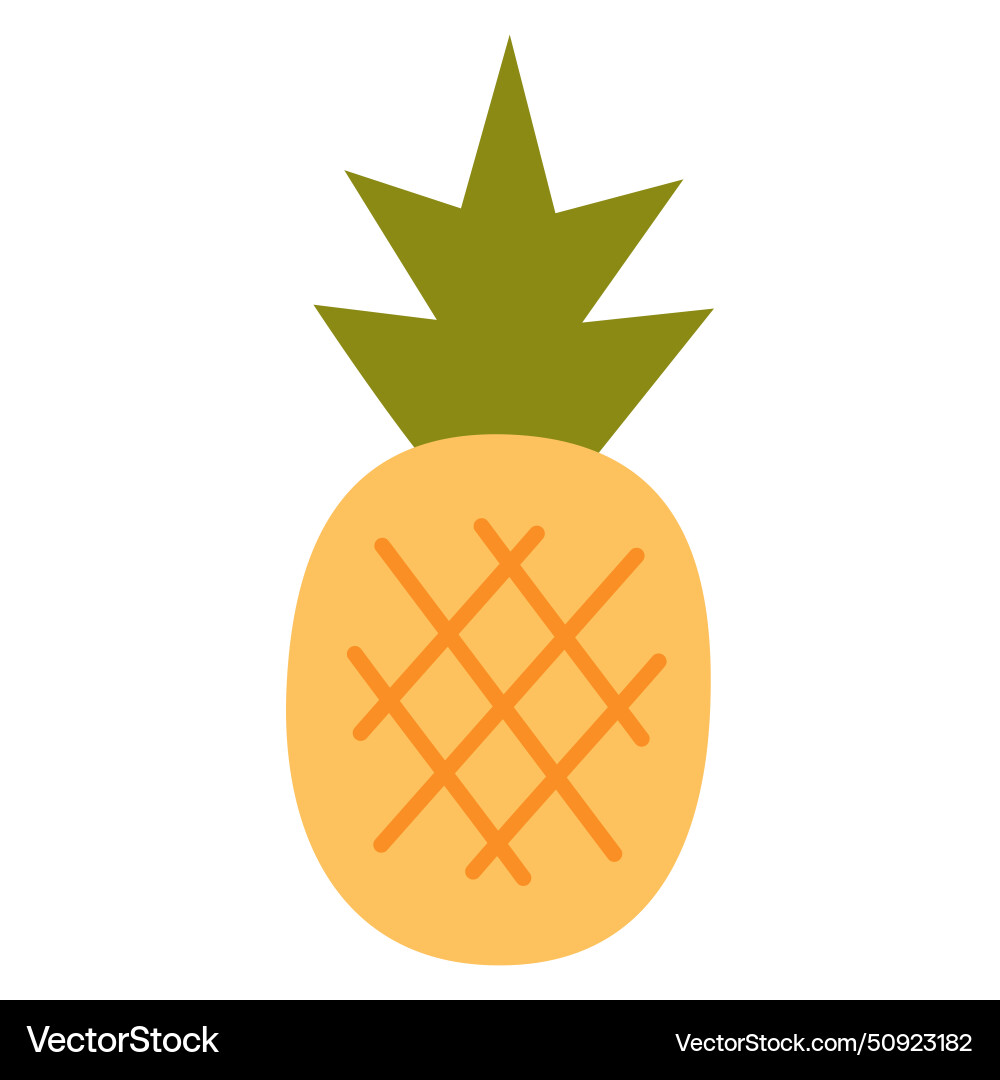 Pineapple flat icon isolated on white Royalty Free Vector