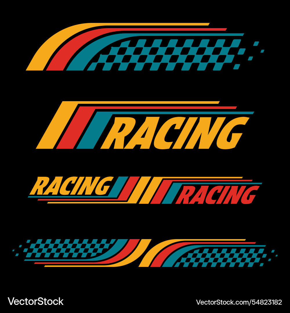 Racing colourful flag decals set Royalty Free Vector Image